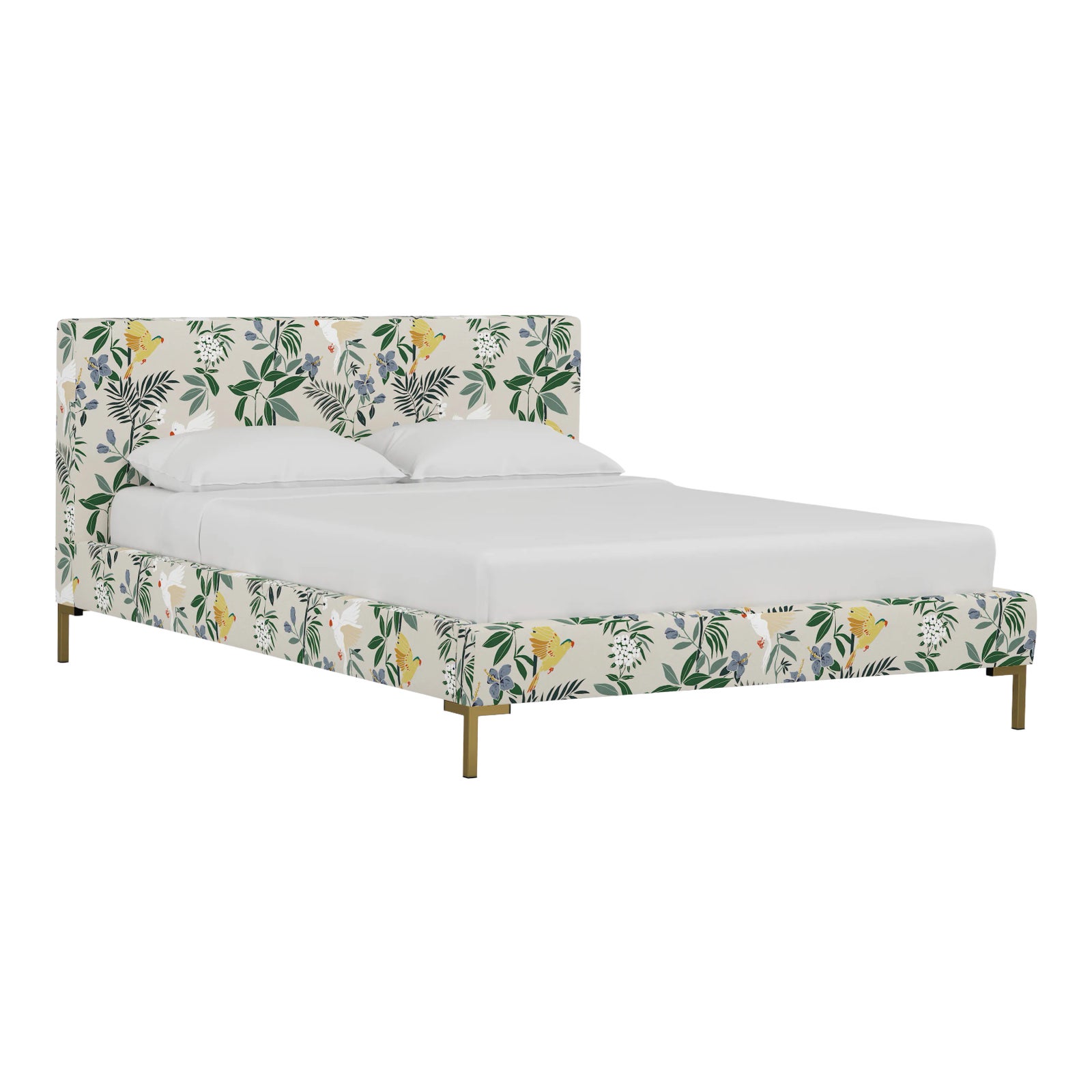 Queen Platform Bed, Belize Chinoiserie Cream | Chairish