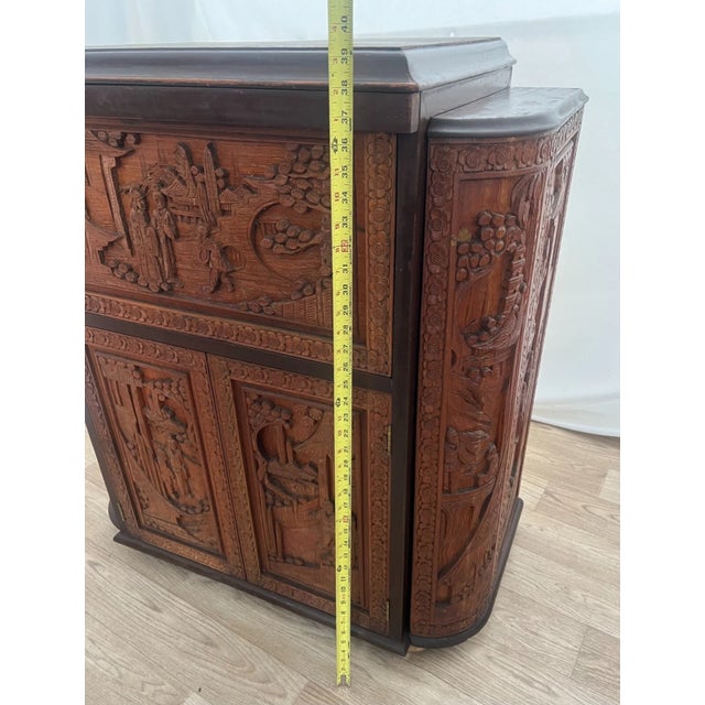 Mid Century Asian Style Bar Cabinet Serving Buffett Bottle and Glass ...