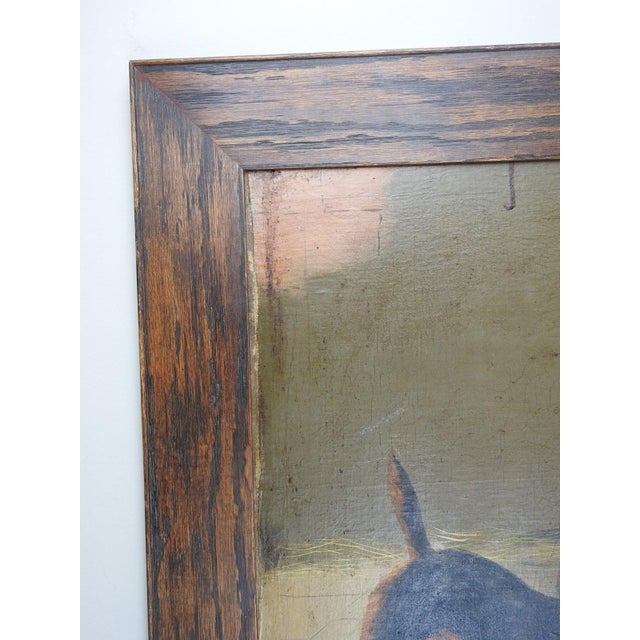 Antique Late 19th Century Dogs in Barn Painting | Chairish