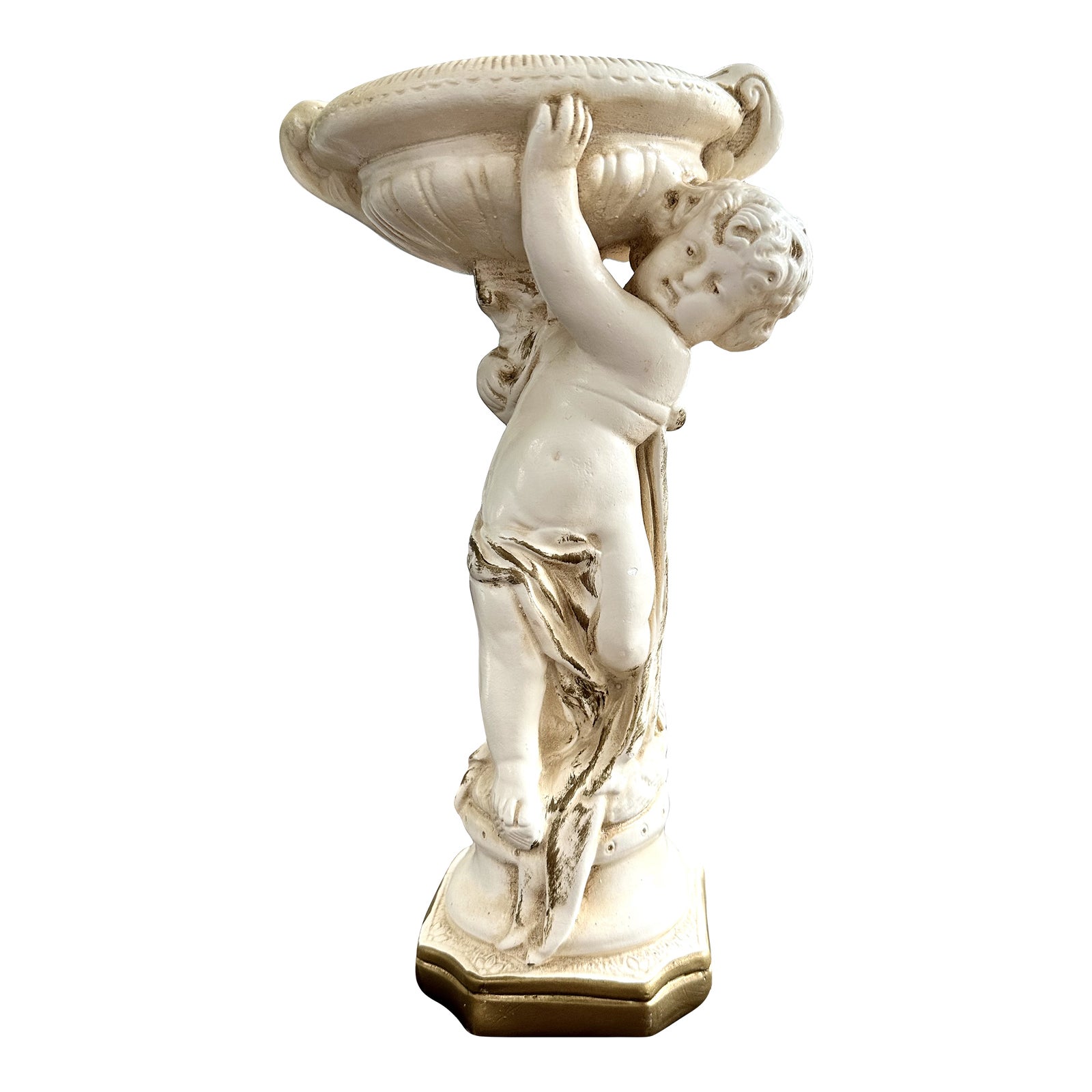 Mid-Century Cherub Statue Planter | Chairish