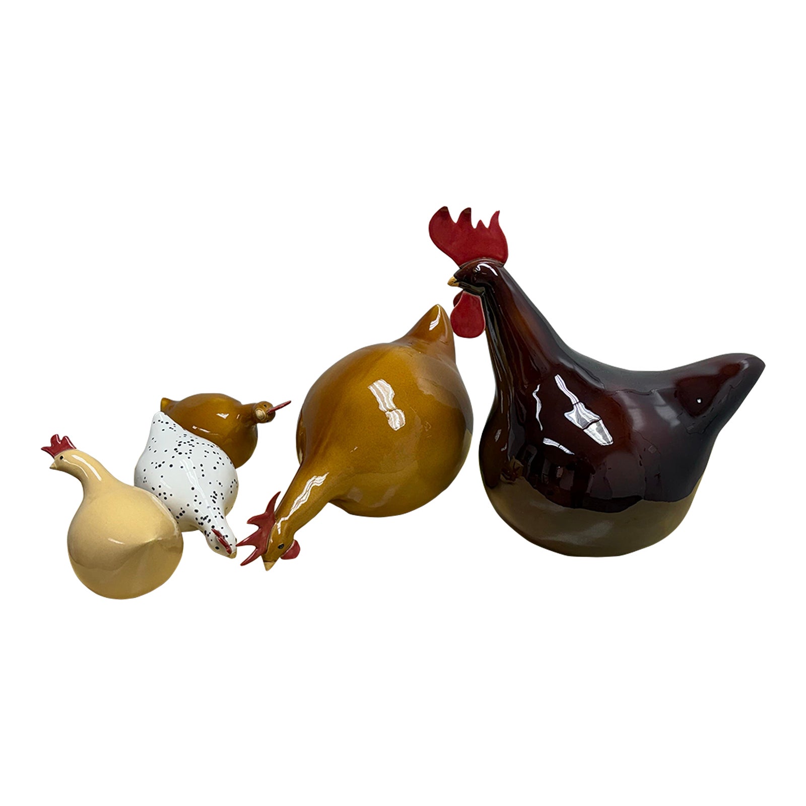 Catherine Hunter French "Les Poules" Ceramic Chickens, Set of Five | Chairish