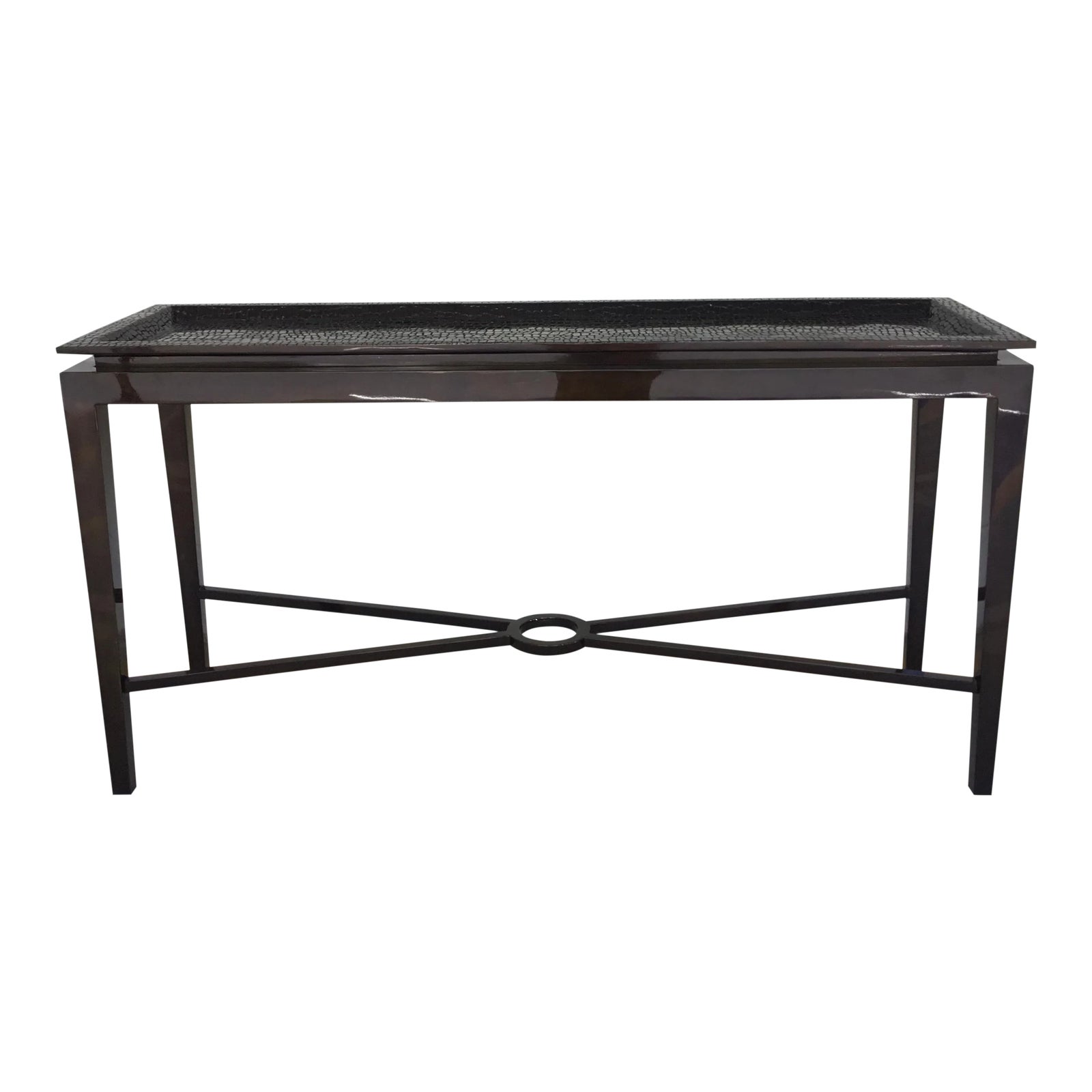 Modern Bronze Lacquer Faux Alligator Console Table | Chairish