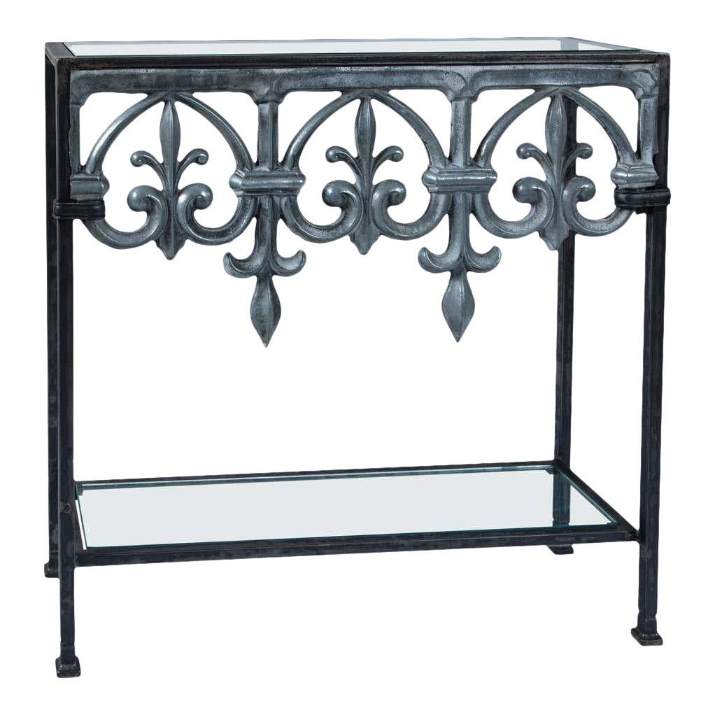 Antique Architectural Zinc and Iron Custom Console Table | Chairish