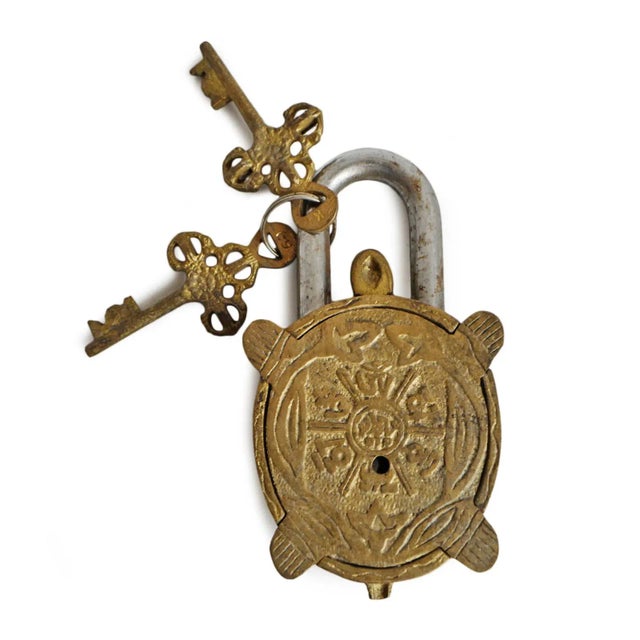 Vintage Brass India Turtle Lock | Chairish