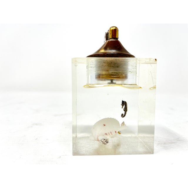Mid-Century Modern Lighter in Cuboid Lucite Base | Chairish