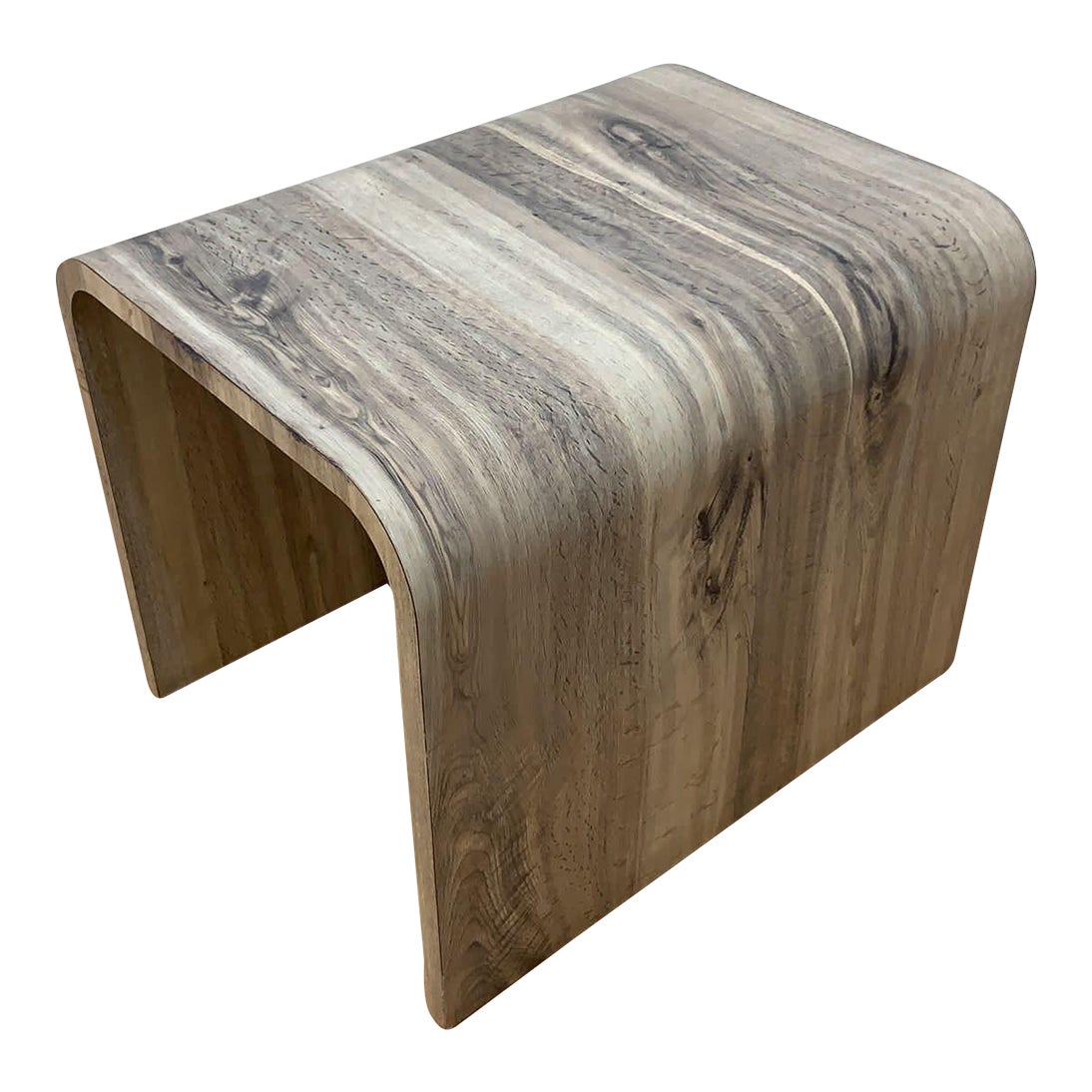 Postmodern Karl Springer Style Faux Wood Waterfall Side Table | Chairish