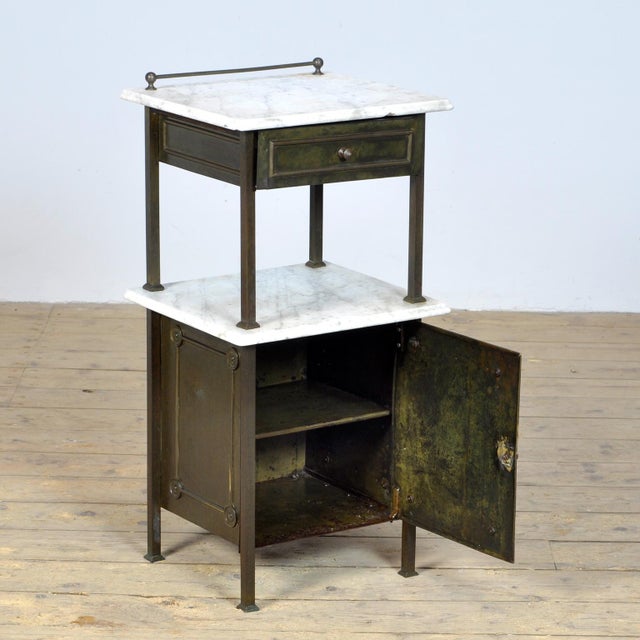 Brass Nightstand with Marble Top, 1910s | Chairish