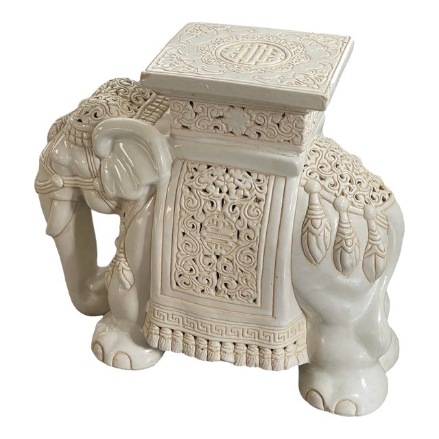 1960s Mid Century Ceramic Elephant Side Table | Chairish