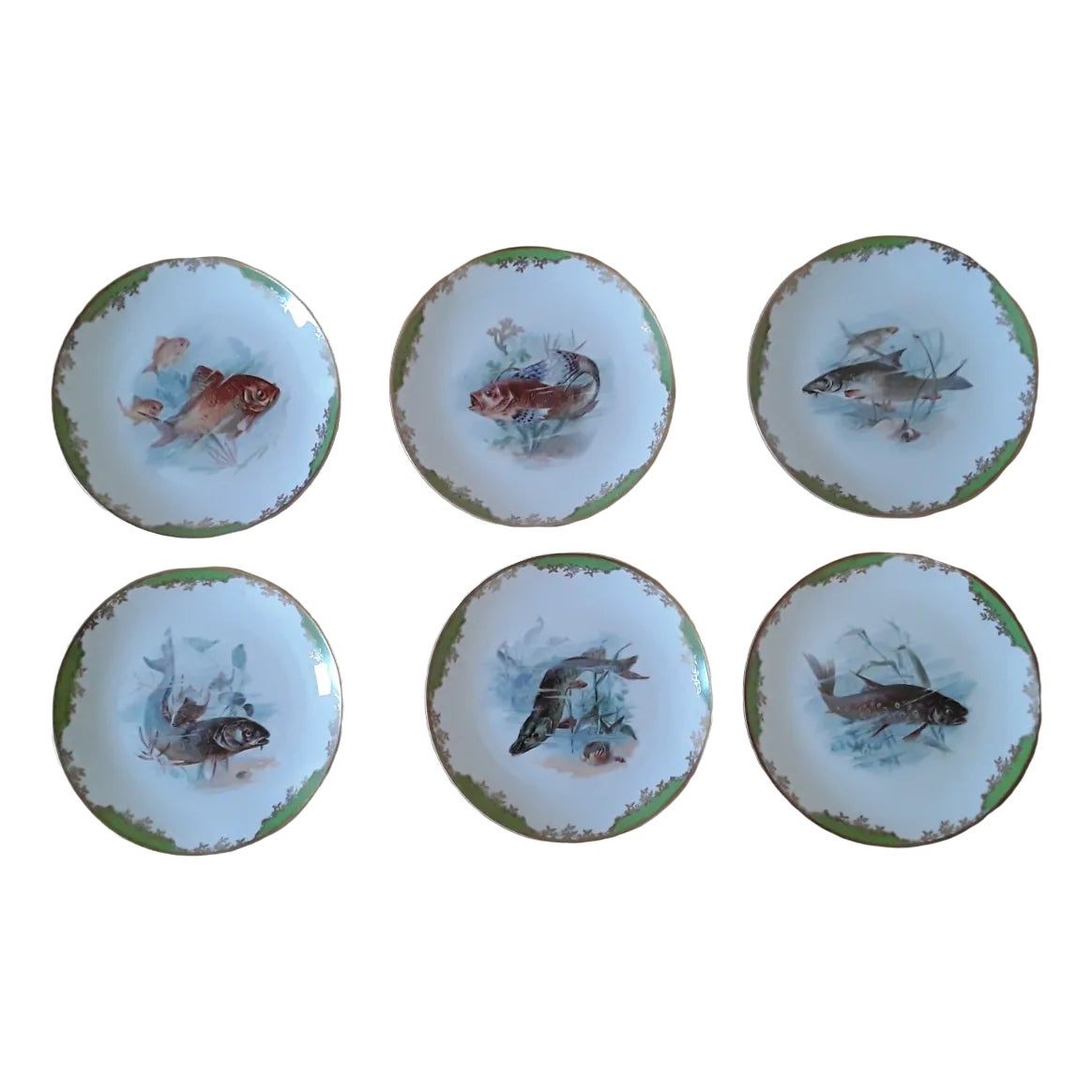 Antique Porcelain Feeder Set with Fish Motif from Rosenthal, 1928, Set ...