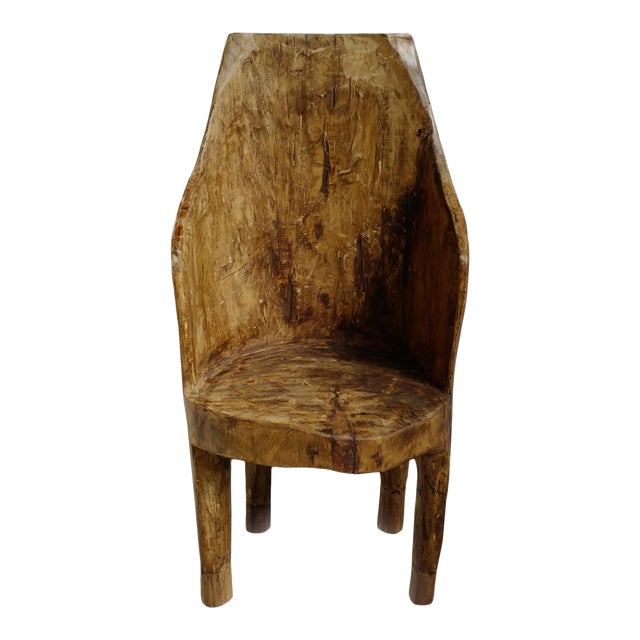 Vintage India Naga Tribe Carved Wood Chair | Chairish