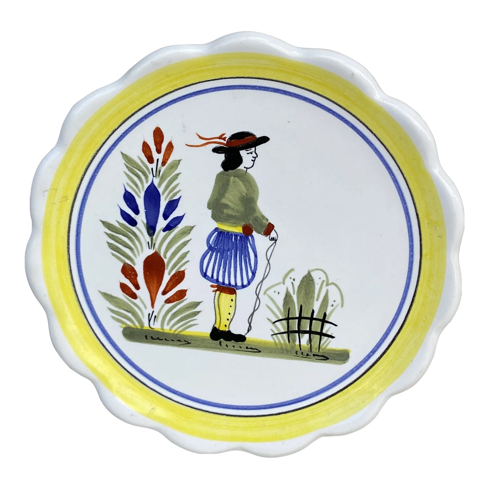 French Miniature Quimper Plate, Circa 1950 | Chairish