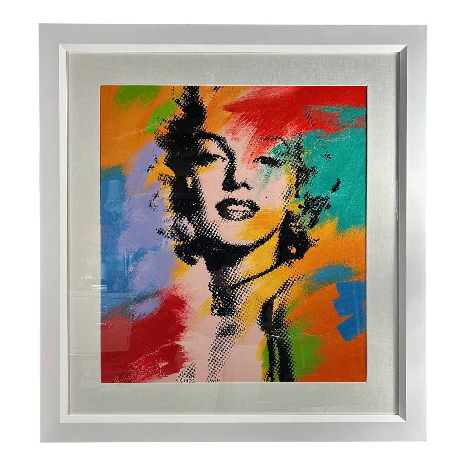 1990s Pop Art Silkscreen and Oil Portrait Painting of Marilyn Monroe by ...