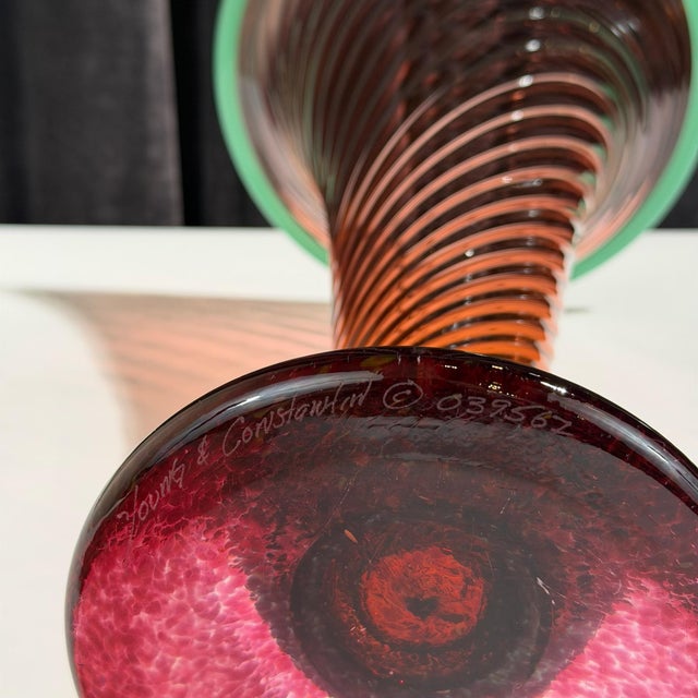 Signed Young & Constantin Art Glass Trumpet Vase | Chairish