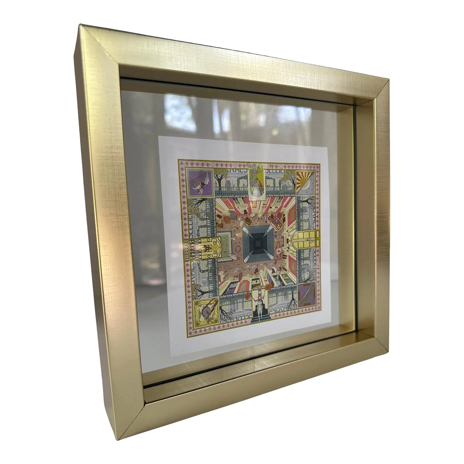 1990s Vintage Framed Authentic Original Hermès Advertisement of a Scarf ...
