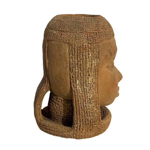 Large King Ife Clay / Terracotta Oba Head Edo People Nigeria African 12 ...