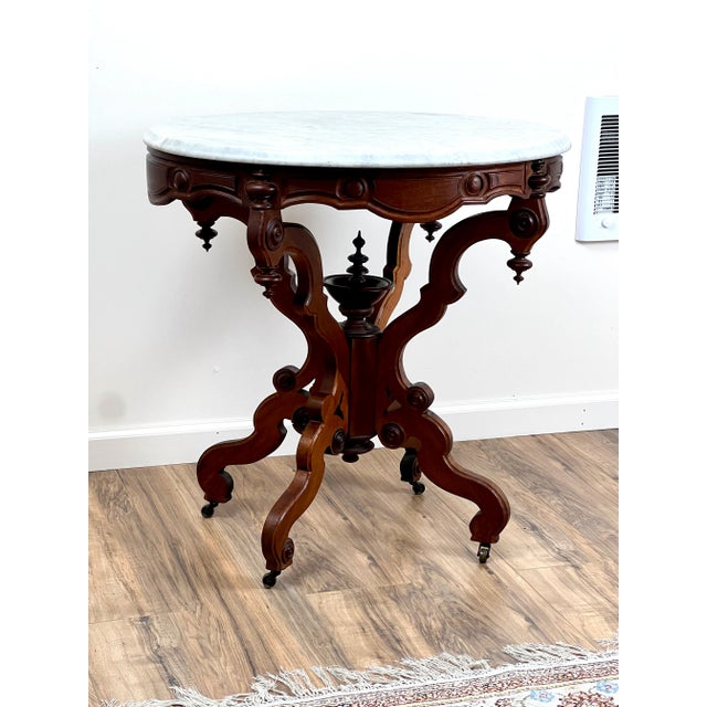 Antique Victorian Oval Marble Top Table Circa 1880 | Chairish