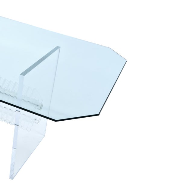 Rectangular Clear Acrylic Lucite Dining Table With Diamond Shaped Prism ...