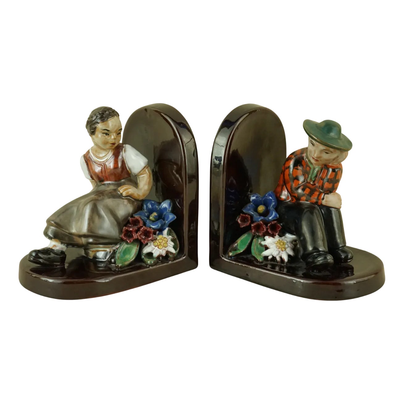 Art Deco Sculptural Ceramic Bookends from Liezen, Austria, 1930s, Set of 2 | Chairish