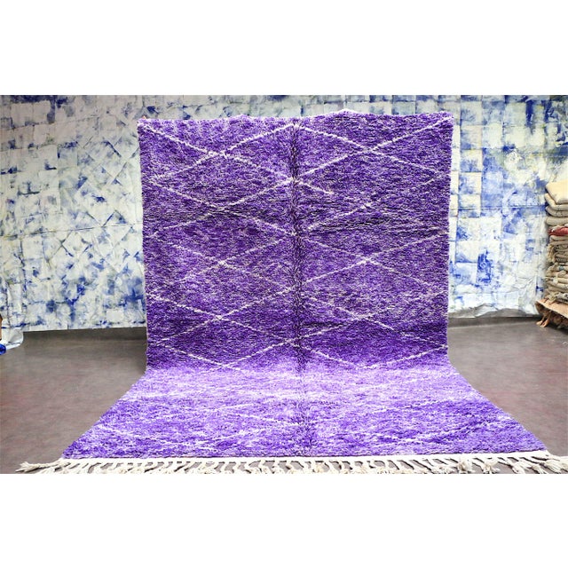 Morocco Handmade Beni Ourian Purple Rug-6’10’x9’11" | Chairish