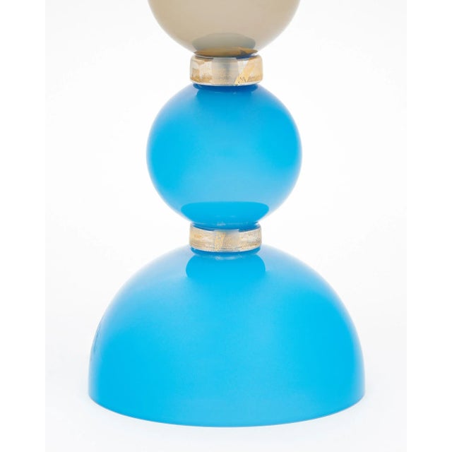 Murano Glass Blue and Gray Lamps | Chairish