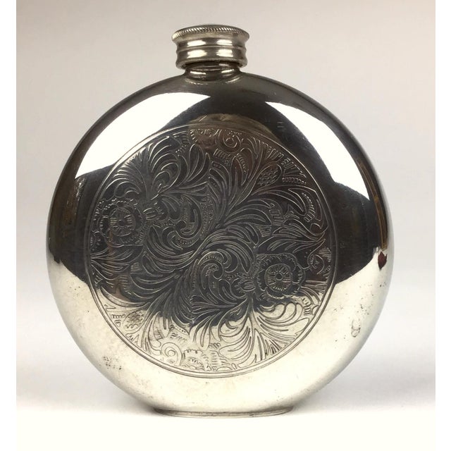 Vintage 1980s Sheffield English Pewter Round Flask | Chairish