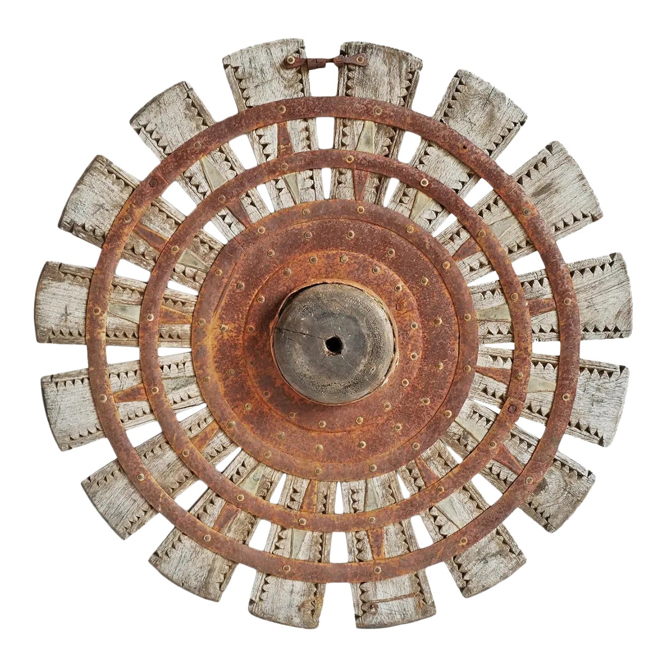 Vintage India Wood Sewing Wheel | Chairish