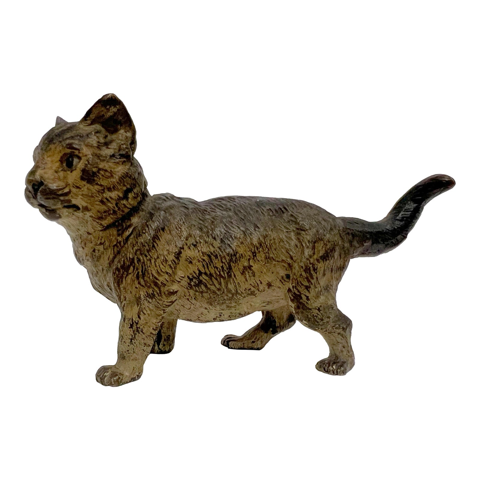 1900s Vienna Cold Painted Bronze Cat, Attributed to Bergman | Chairish