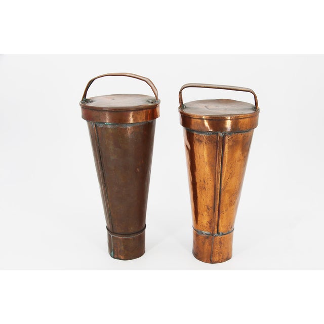19th Century Antique Copper Pair of Cone Shaped Boxes | Chairish