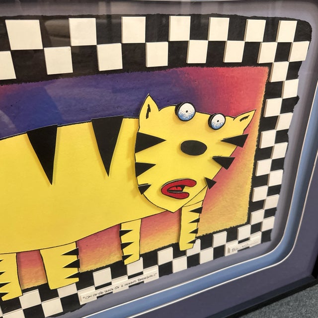 Ben Kikuyama "Cat Nervous Breakdown" Original Painting, Framed | Chairish