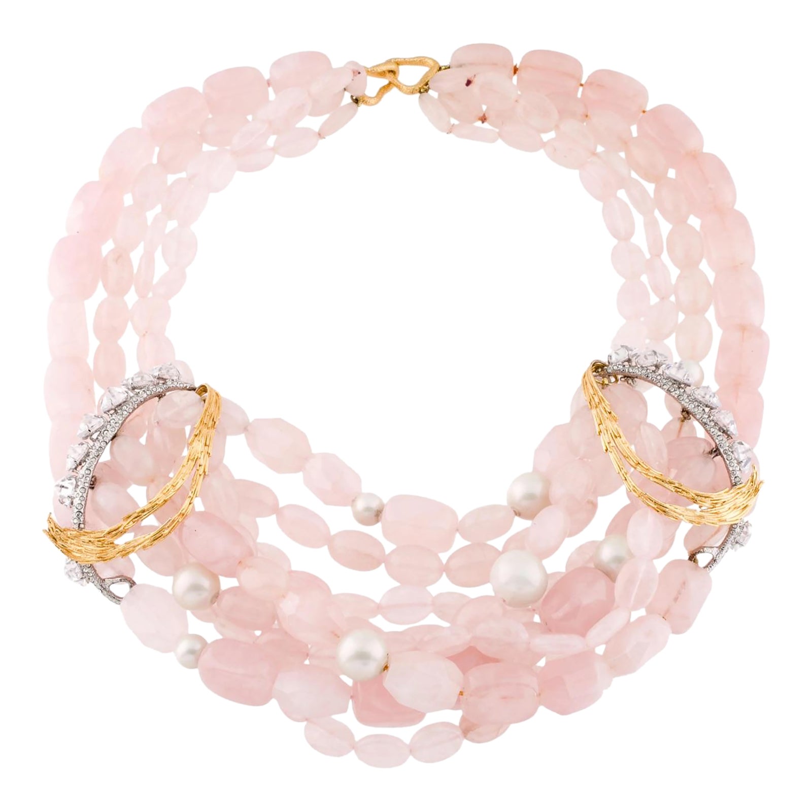 Alexis Bittar Necklace Pink Rose Quartz Bib Statement Collar Collier ...