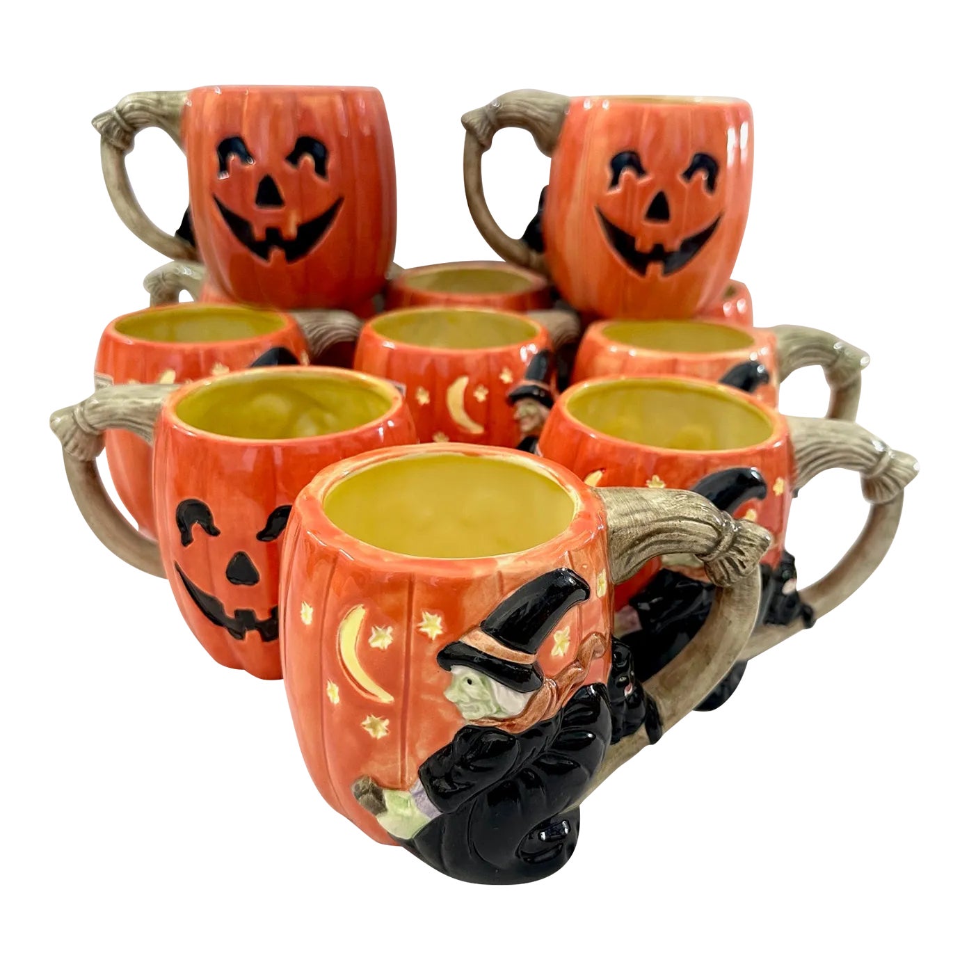 Fitz & Floyd Jack-O-Lantern/Witch Mugs-Set of 11 | Chairish