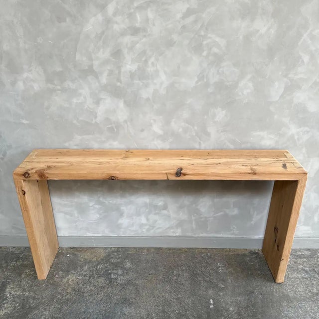 Cypress Wood Waterfall Style Console Table | Chairish