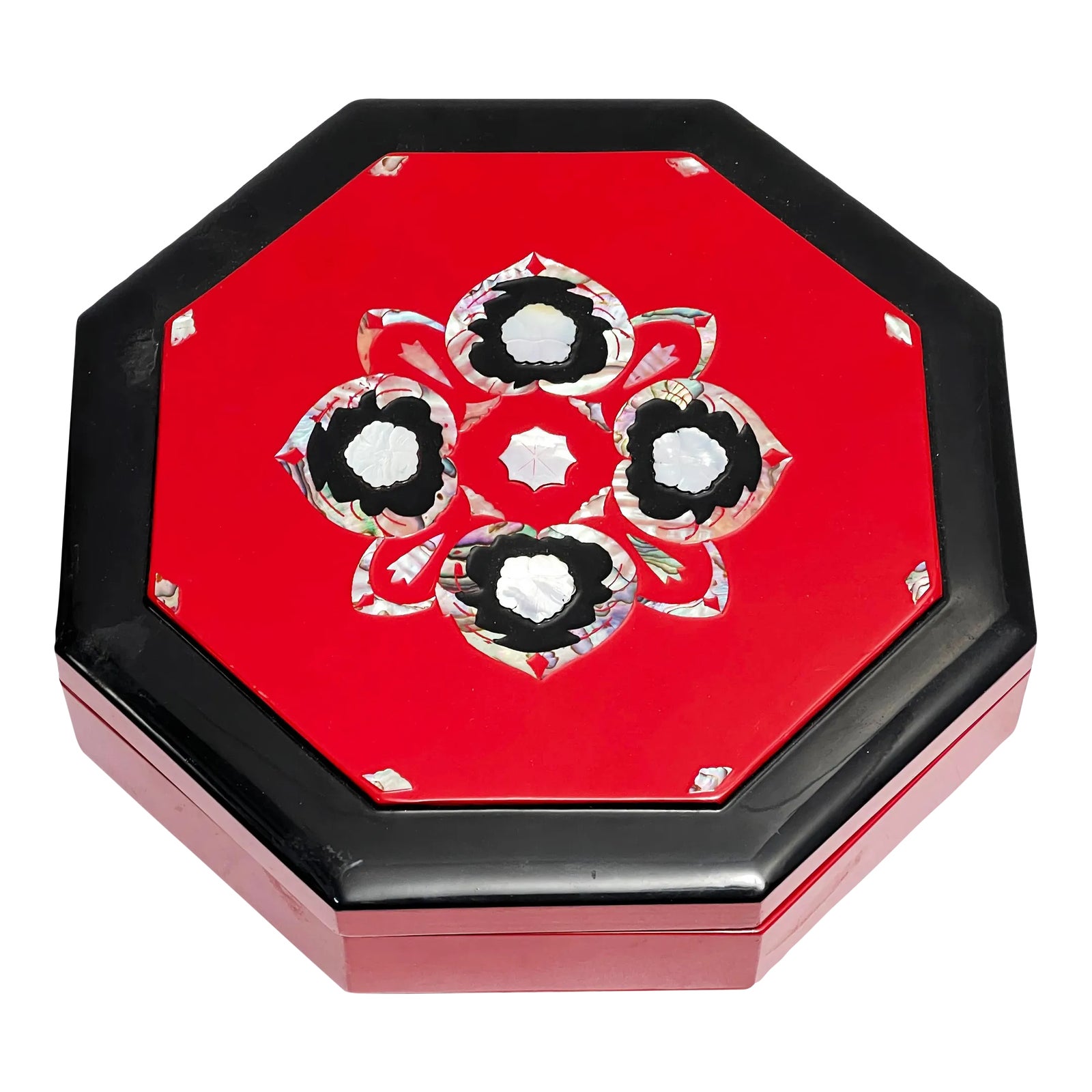 Large Vintage Mid Century Korean Sectioned Lacquer Food Bento Box With ...