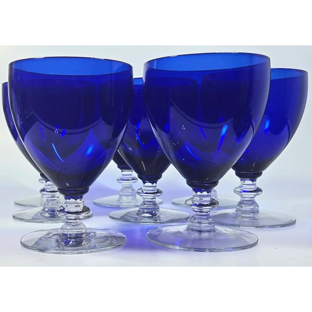 Sapphire Blue Goblets- Set of Eight | Chairish