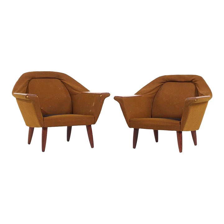 p.i. Langlo Mid Century Norwegian Teak Lounge Chairs - Pair | Chairish