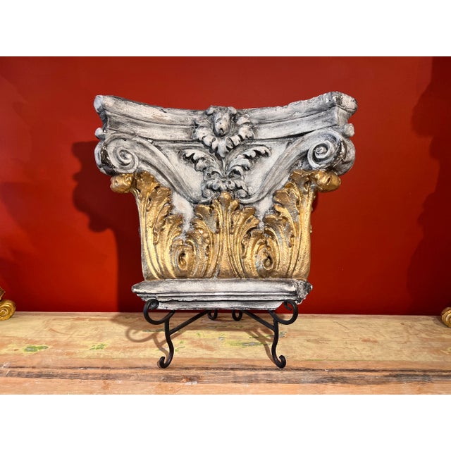 Neoclassical Plaster Corinthian Capital Wall Relief on the Metal Base ...