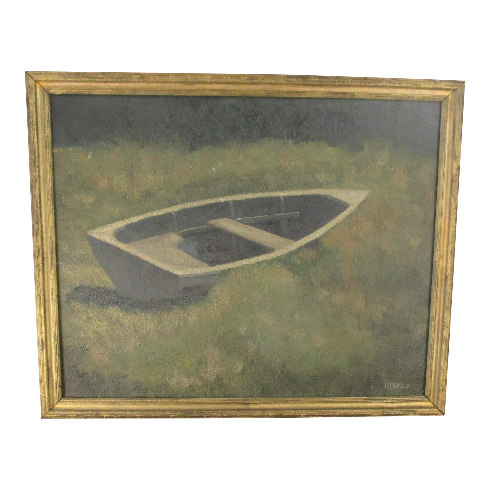 Robert Bliss Painting Boat on Shore Circa Mid-20th | Chairish