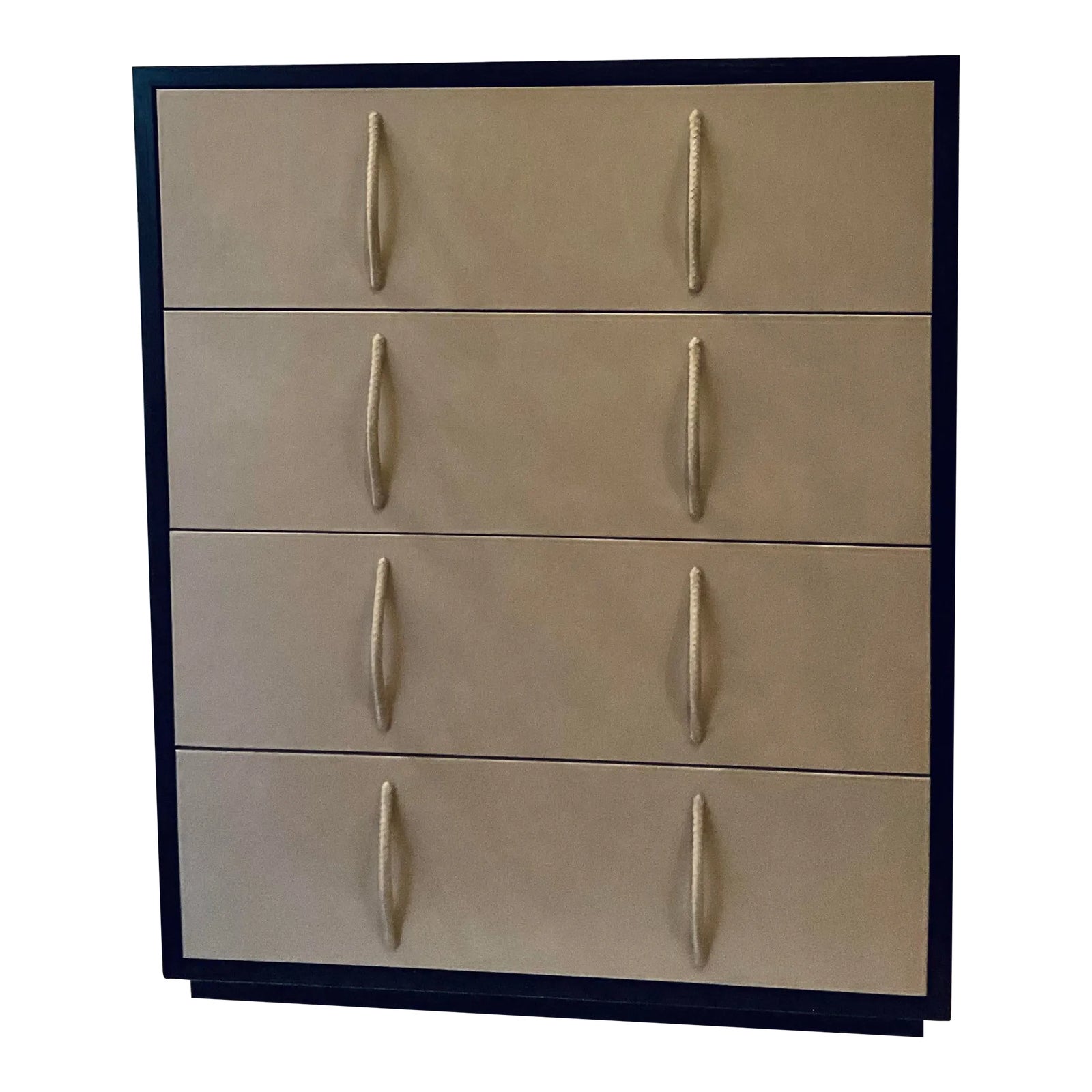 Arteriors Modern Taupe Leather Portia Chest of Drawers | Chairish
