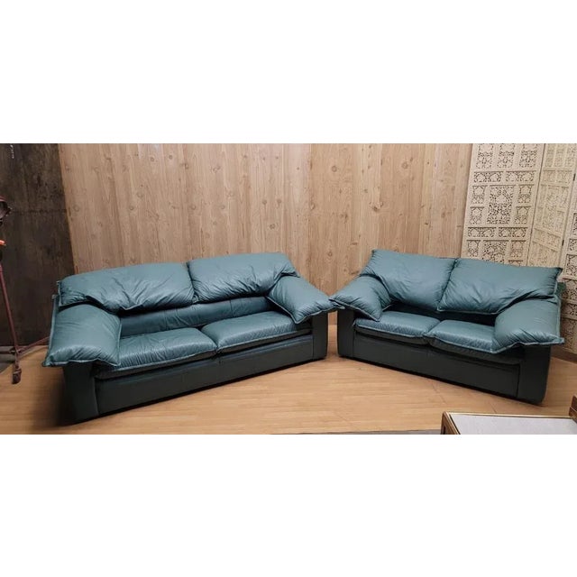 Vintage Italian Post Modern Leather Sofa and Loveseat by Giovanni Erba ...