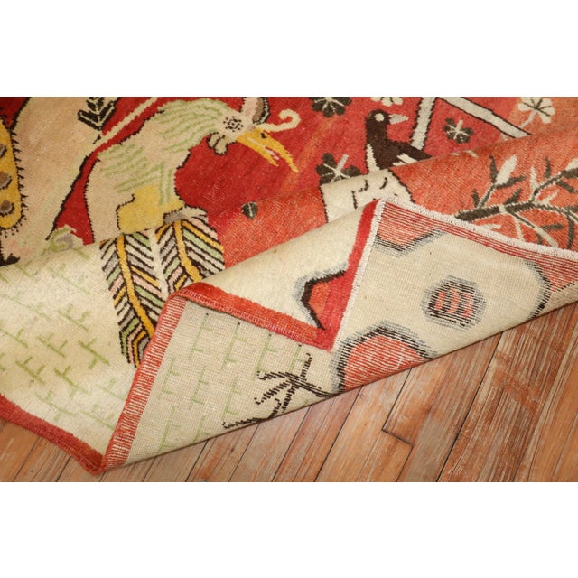 Antique Khotan Samarkand Flamingo Pictorial Rug, 4'7'' X 6'8'' | Chairish