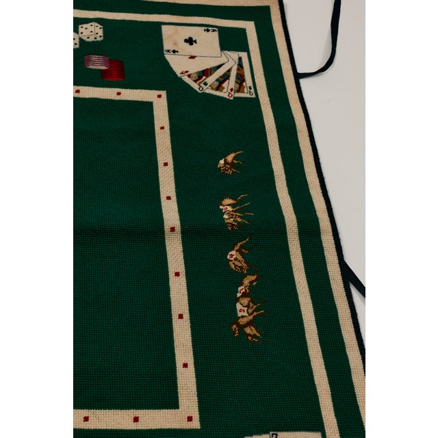 Green Needlepoint Card Game Table Mat | Chairish