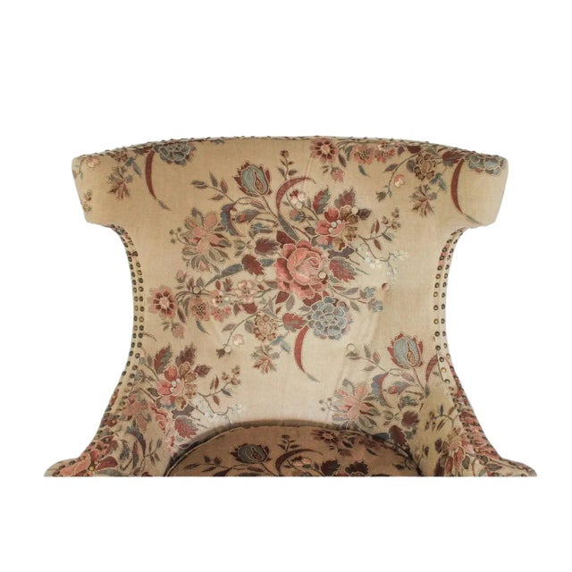 Upholstered Wingback Chair W/ Scroll Arms | Chairish