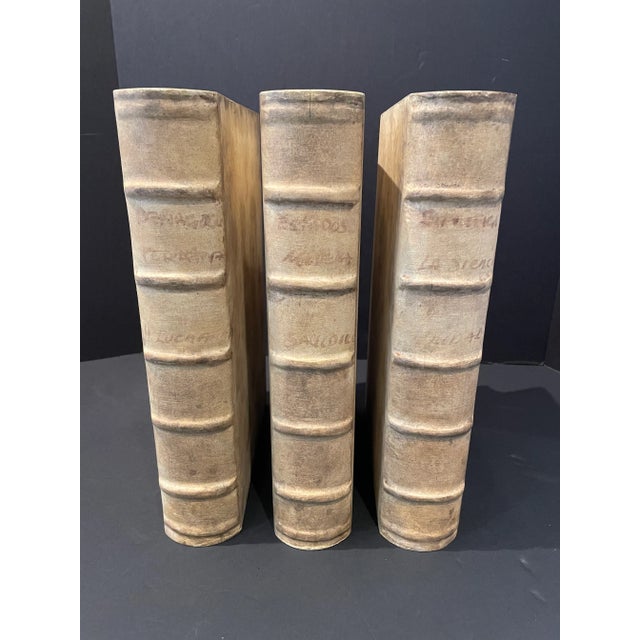 Craftsman Made Carved Wood Faux Book Stack | Chairish