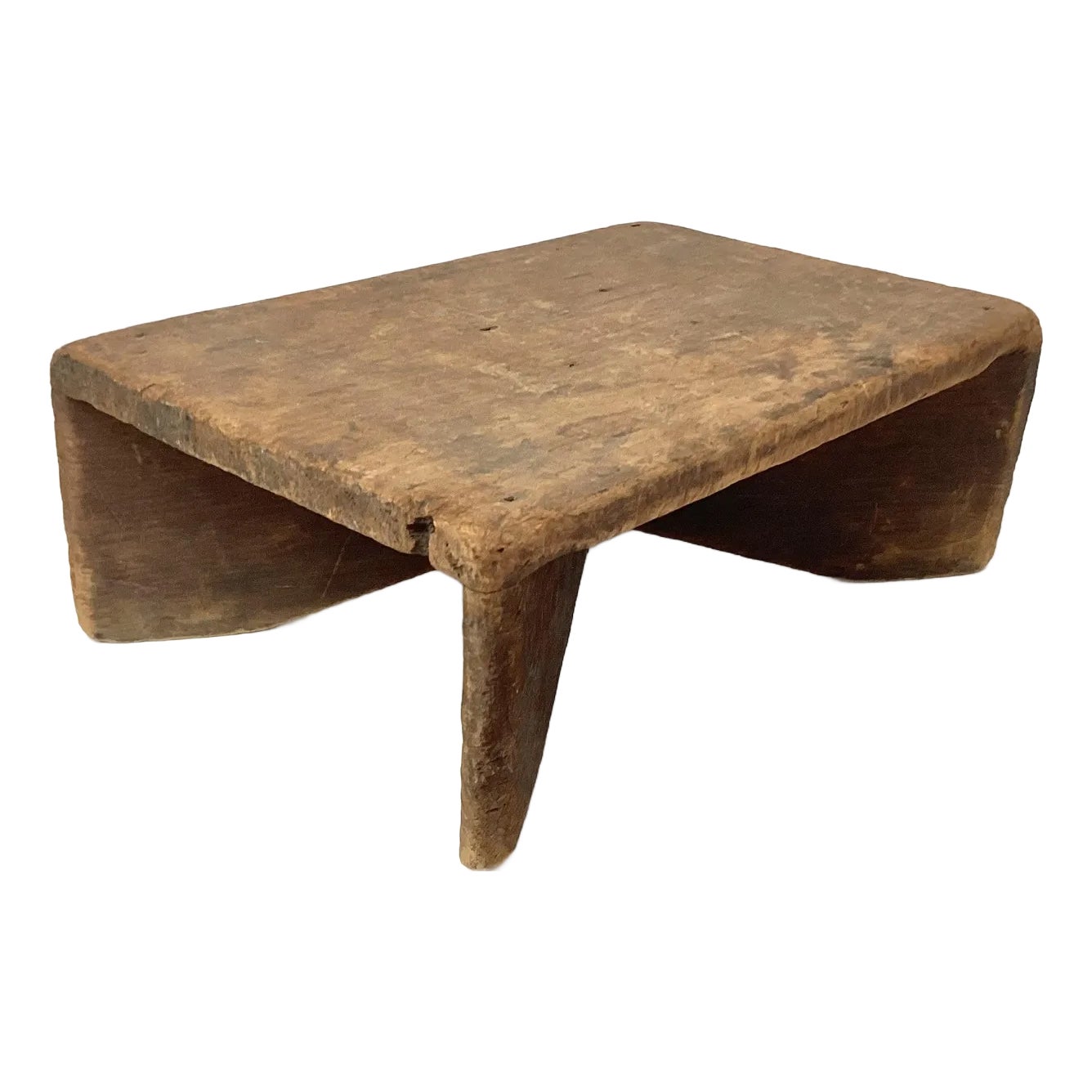 Late 19th Century Antique Primitive Handmade Wood Footstool | Chairish