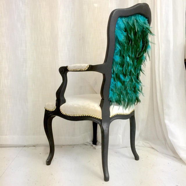 Modern Teal Feather Chair | Chairish