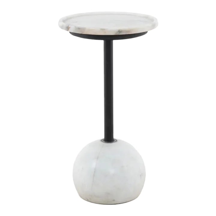 Four Hands Viola Polished White Marble Accent Table | Chairish