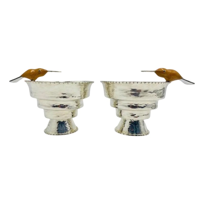 1980s Pair of Emilia Castillo Silver-Plated Vases With Jasper ...
