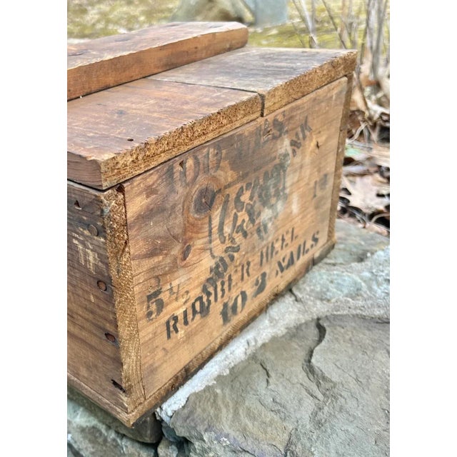 Vintage Primitive Wooden Storage Box Early 20th Century With Iron Bolt ...