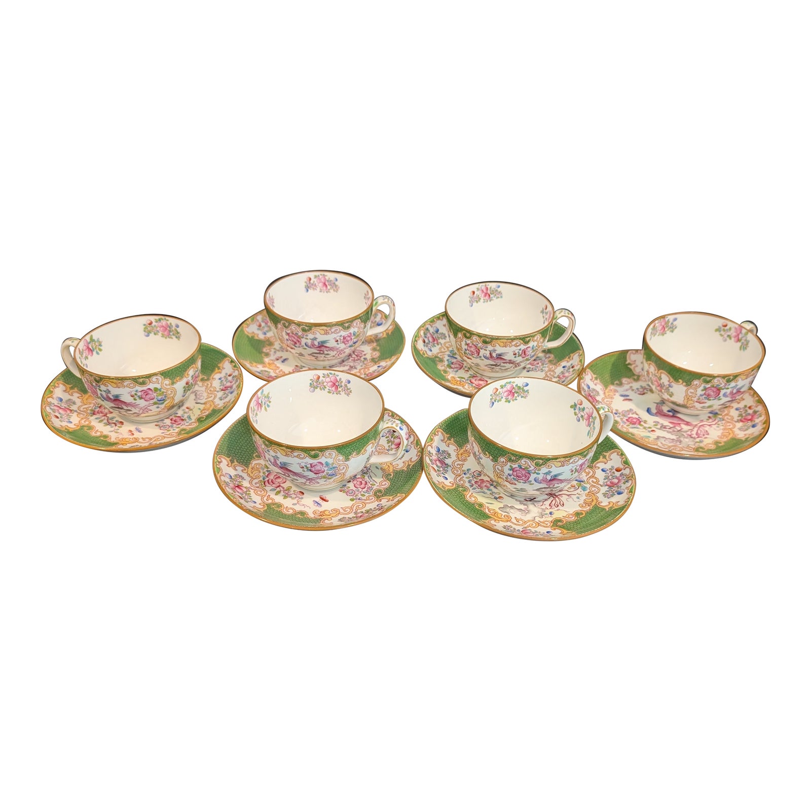 Minton Cockatrice Green Cup & Saucer Sets – Vintage Bone China - Set of ...