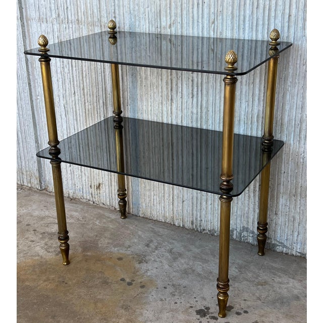 Early 20th Hollywood Regency Bronze Cocktail Table with Smoked Glass ...